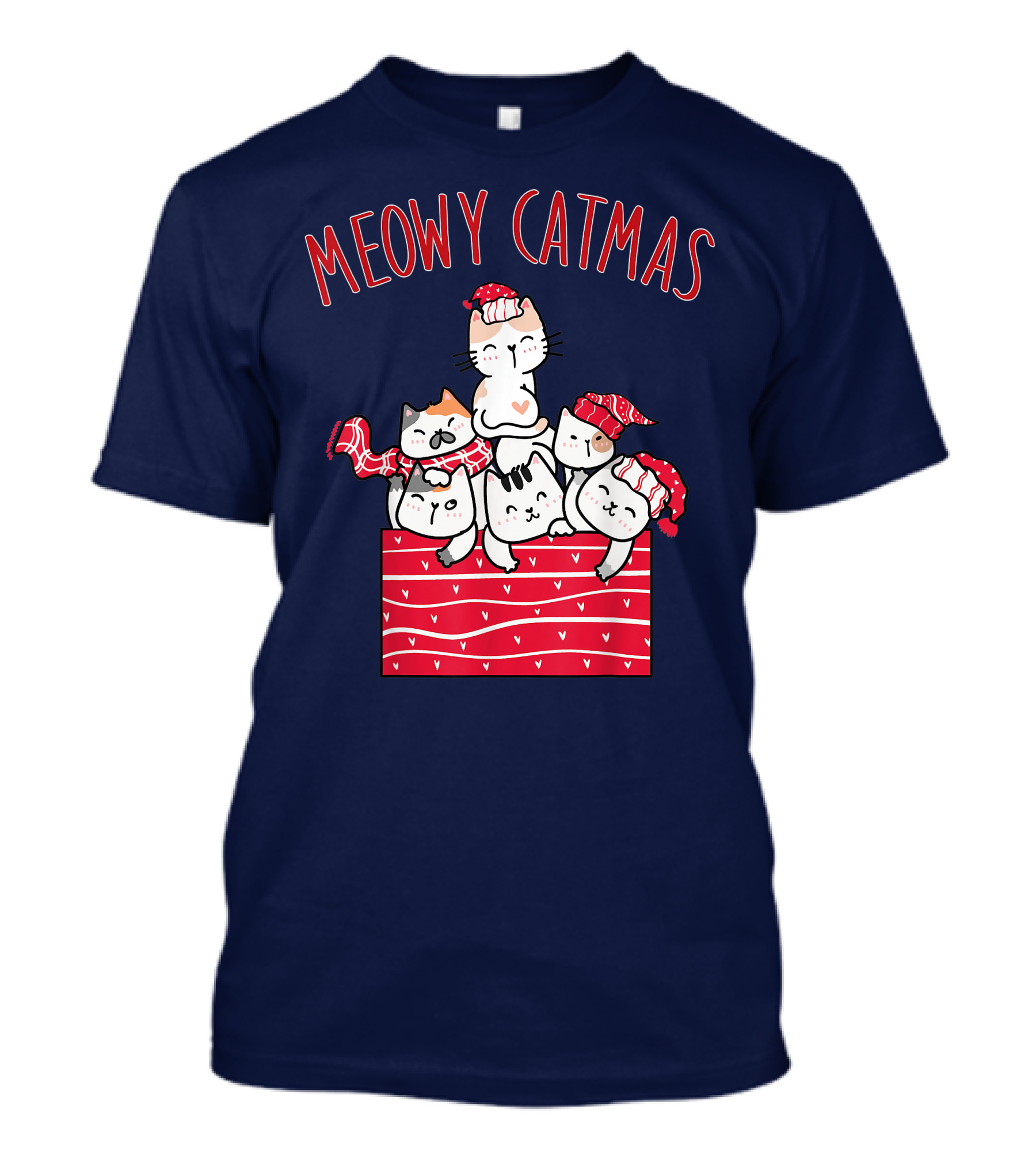 Meowy Catmas Cute Kawaii Anime Christmas Cats T-Shirt