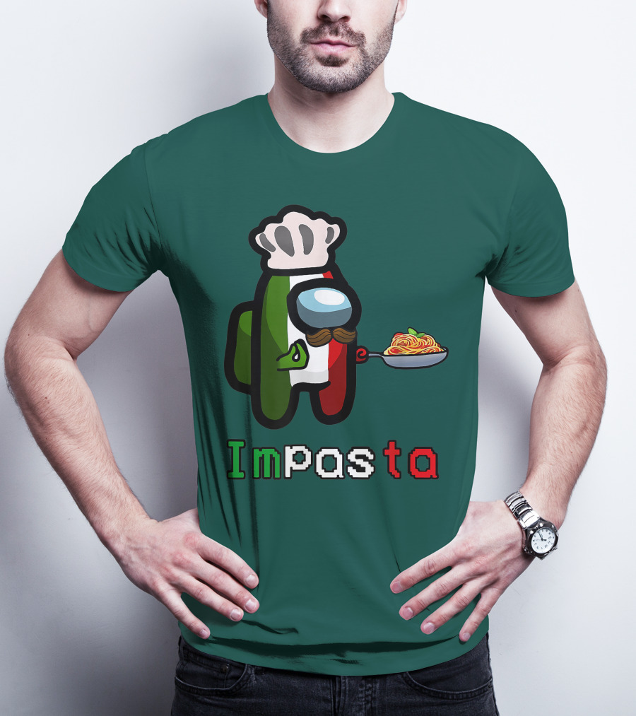 Impostor Pasta Impasta Among Us Chef Italian Tricolor Spaghetti T-Shirt