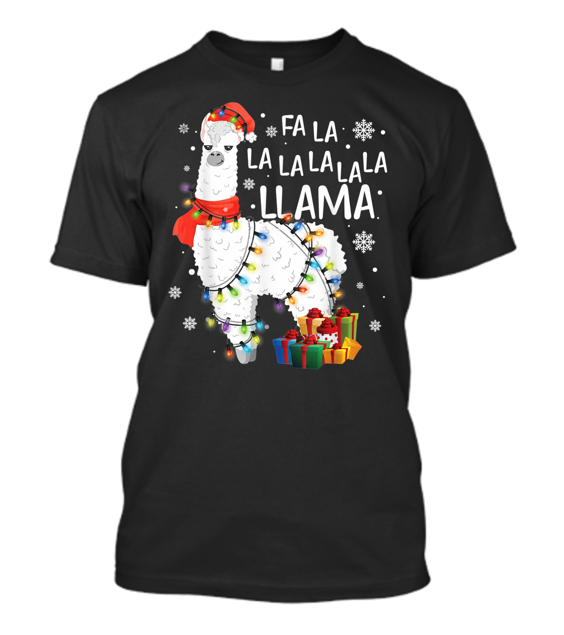 Fa La La Llama Christmas Lights And Gifts T-Shirt