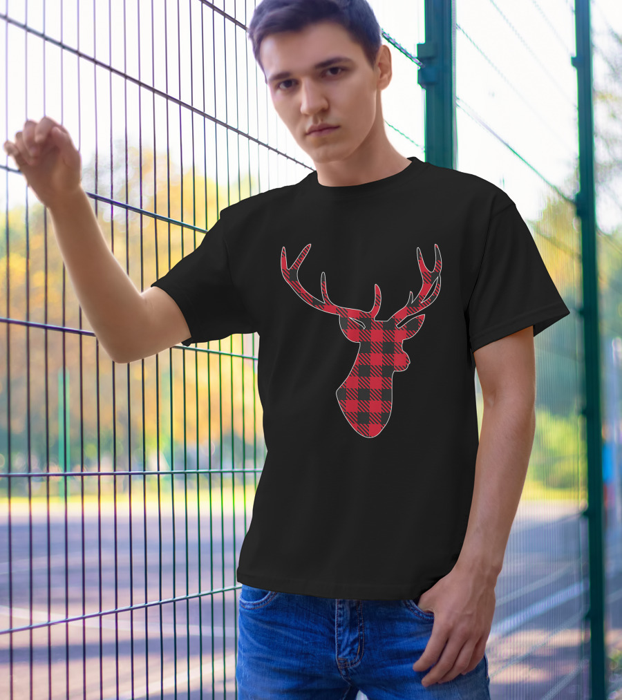 Christmas Buffalo Plaid Deer T-Shirt