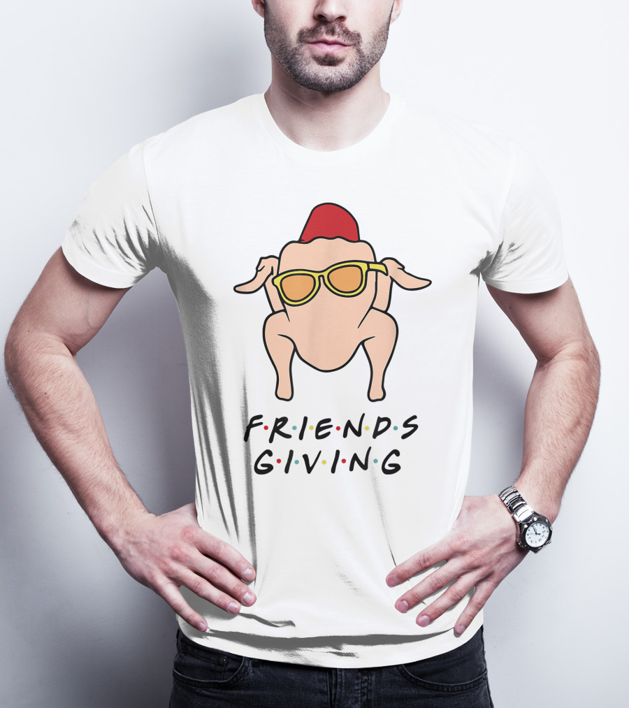 Friendsgiving Turkey With Sunglasses And Red Hat T-Shirt