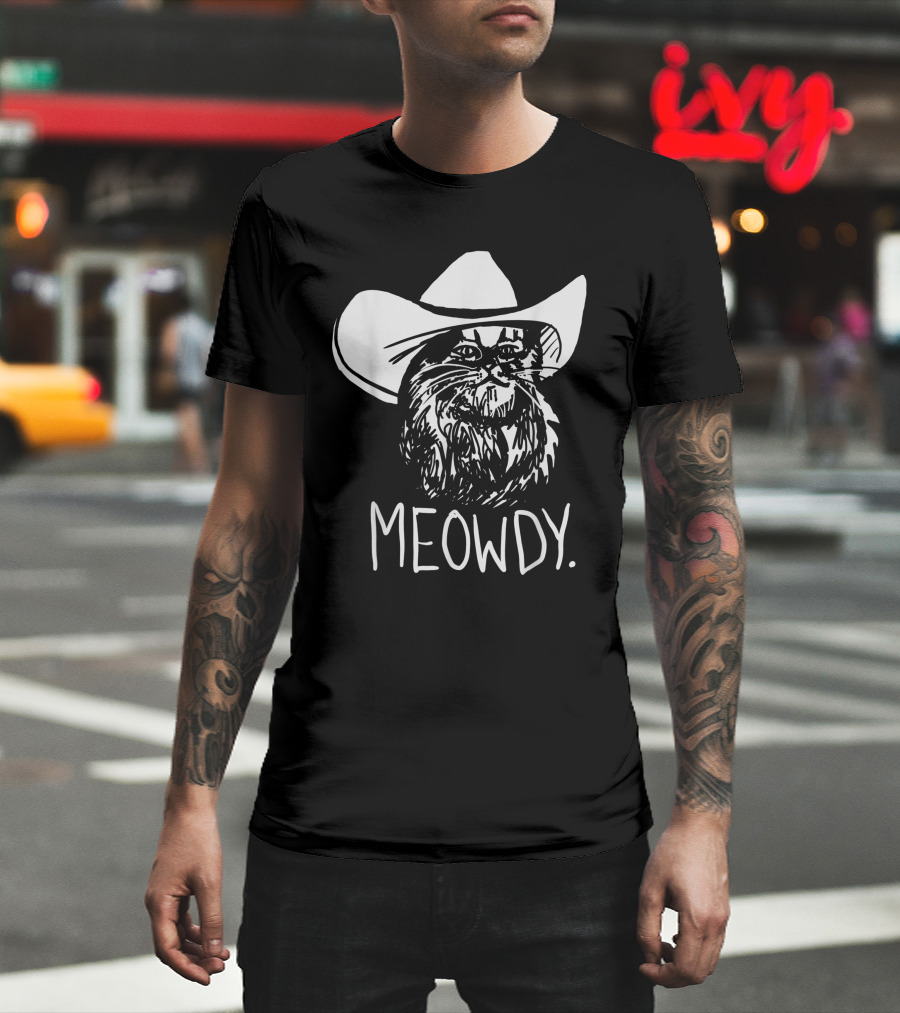Meowdy Cat In Cowboy Hat Texas Meme T-Shirt
