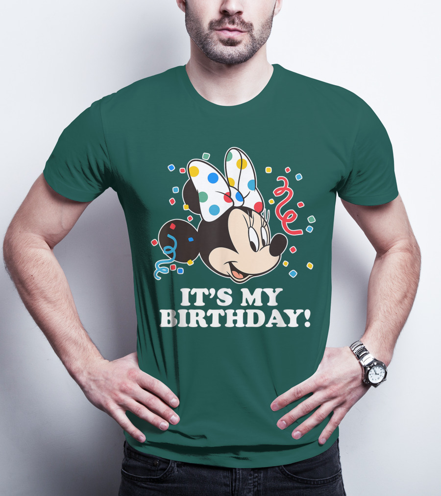 Disney Minnie Mouse It's My Birthday Celebration Confetti Bow Fun T-Shirt