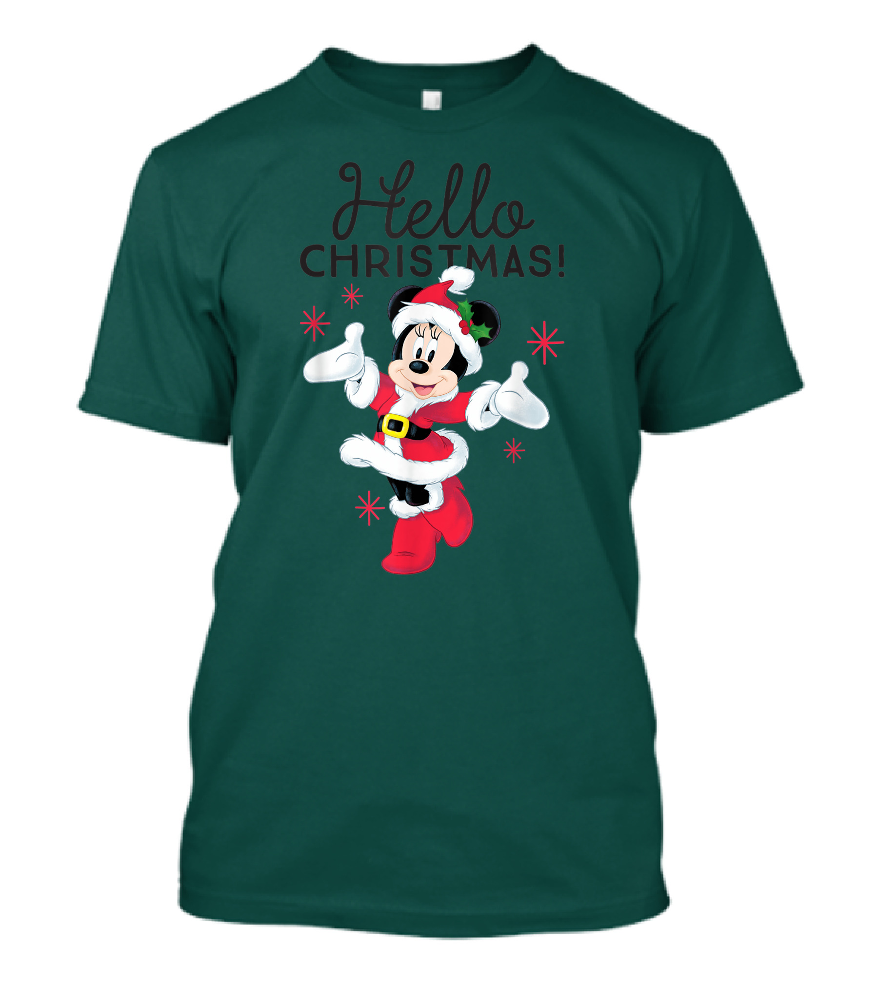 Disney Minnie Mouse Hello Christmas Holiday Santa T-Shirt