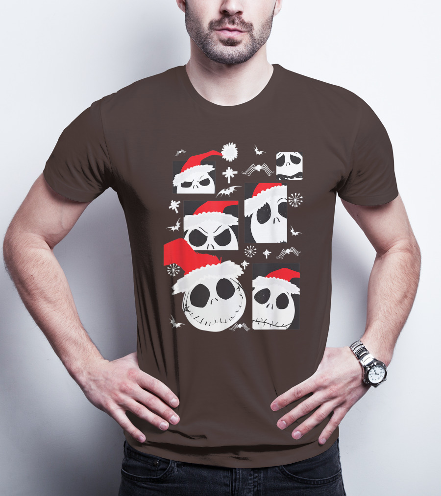 Nightmare Before Christmas Jack Skellington Faces Santa Hat Disney T-Shirt