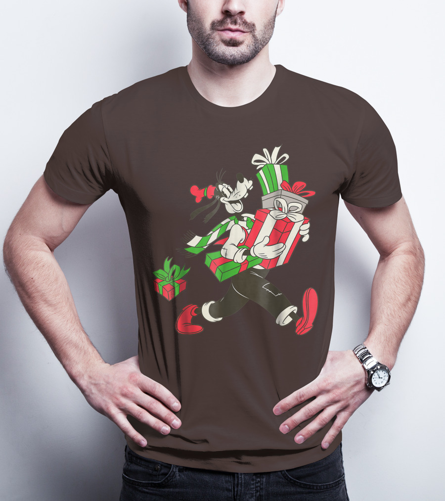 Disney Vintage Goofy Holiday Presents Carrying Christmas Gifts T-Shirt