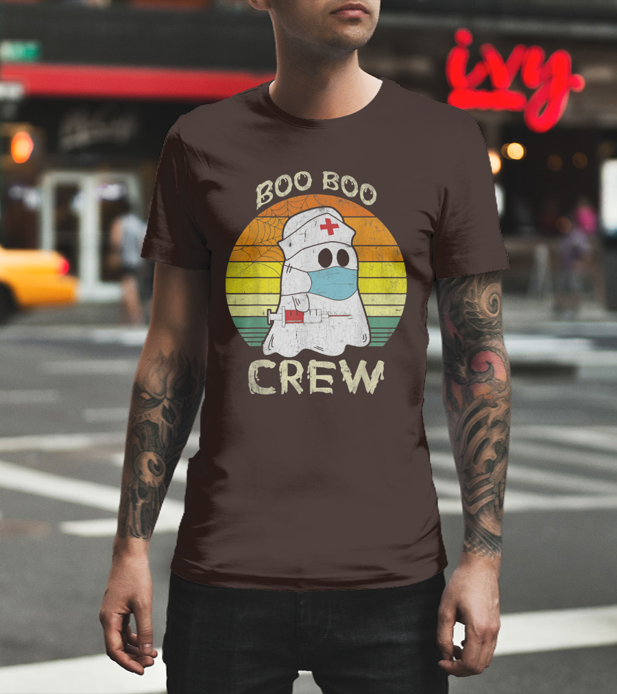 Boo Boo Crew Ghost Nurse With Mask And Syringe T-Shirt