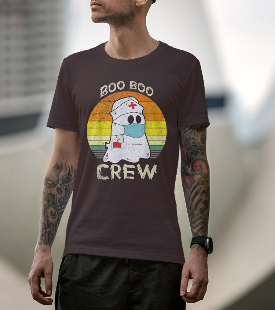 Boo Boo Crew Ghost Nurse With Mask And Syringe T-Shirt