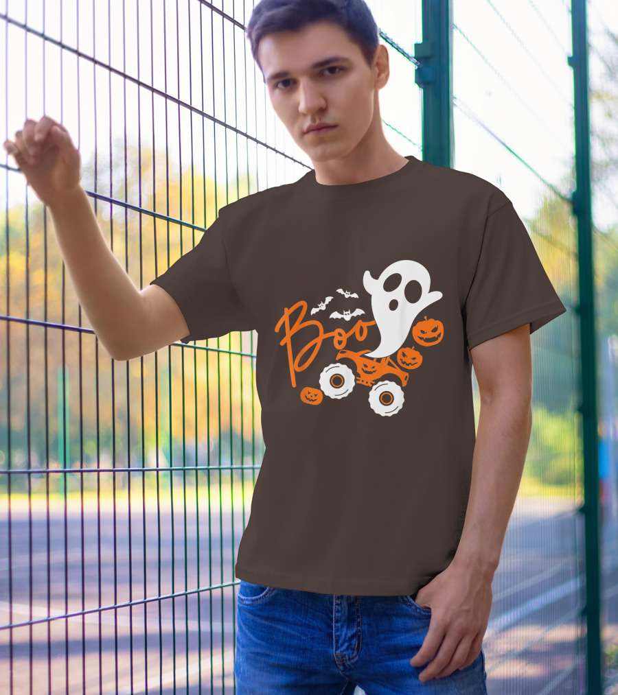 Boo Ghost Monster Truck Halloween Pumpkin Bats T-Shirt