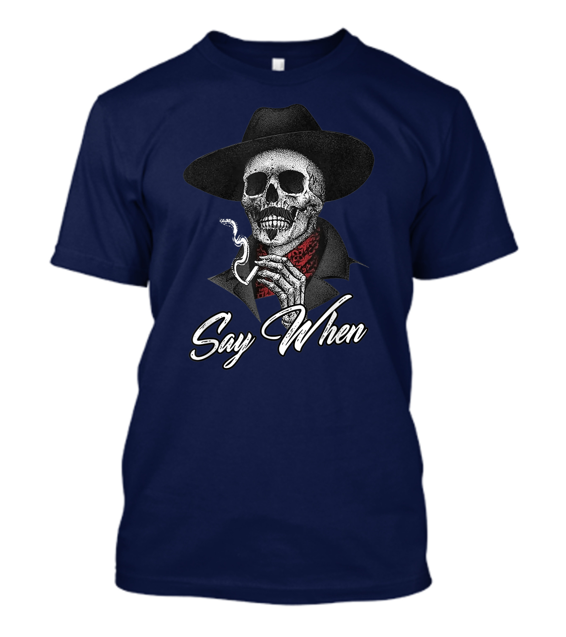 Skull Cowboy Smoking Say When T-Shirt