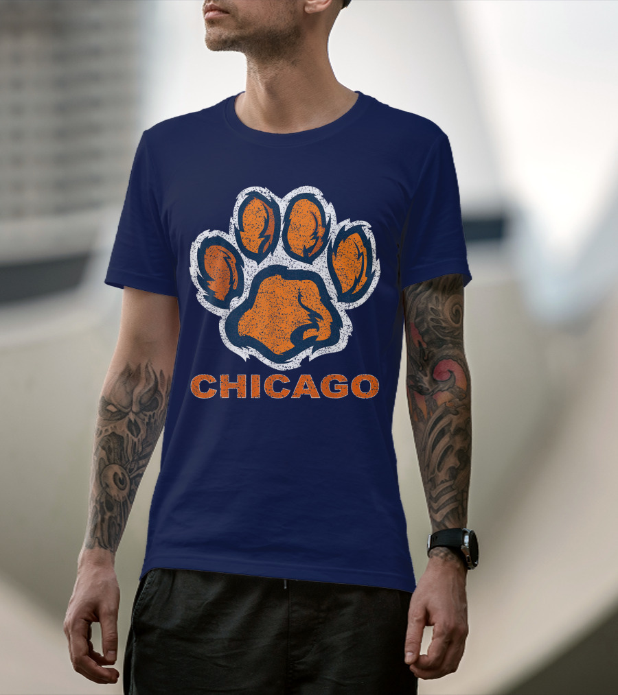 Chicago Bear Paw Orange Vintage Football T-Shirt