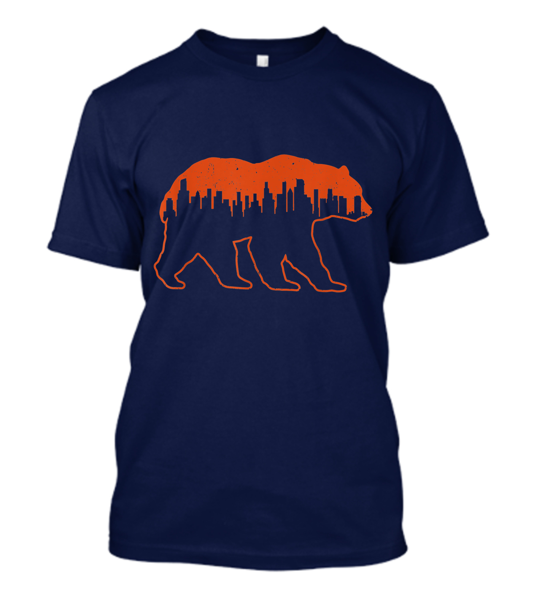 Vintage Downtown Chicago City Skyline Bear Silhouette Novelty T-Shirt