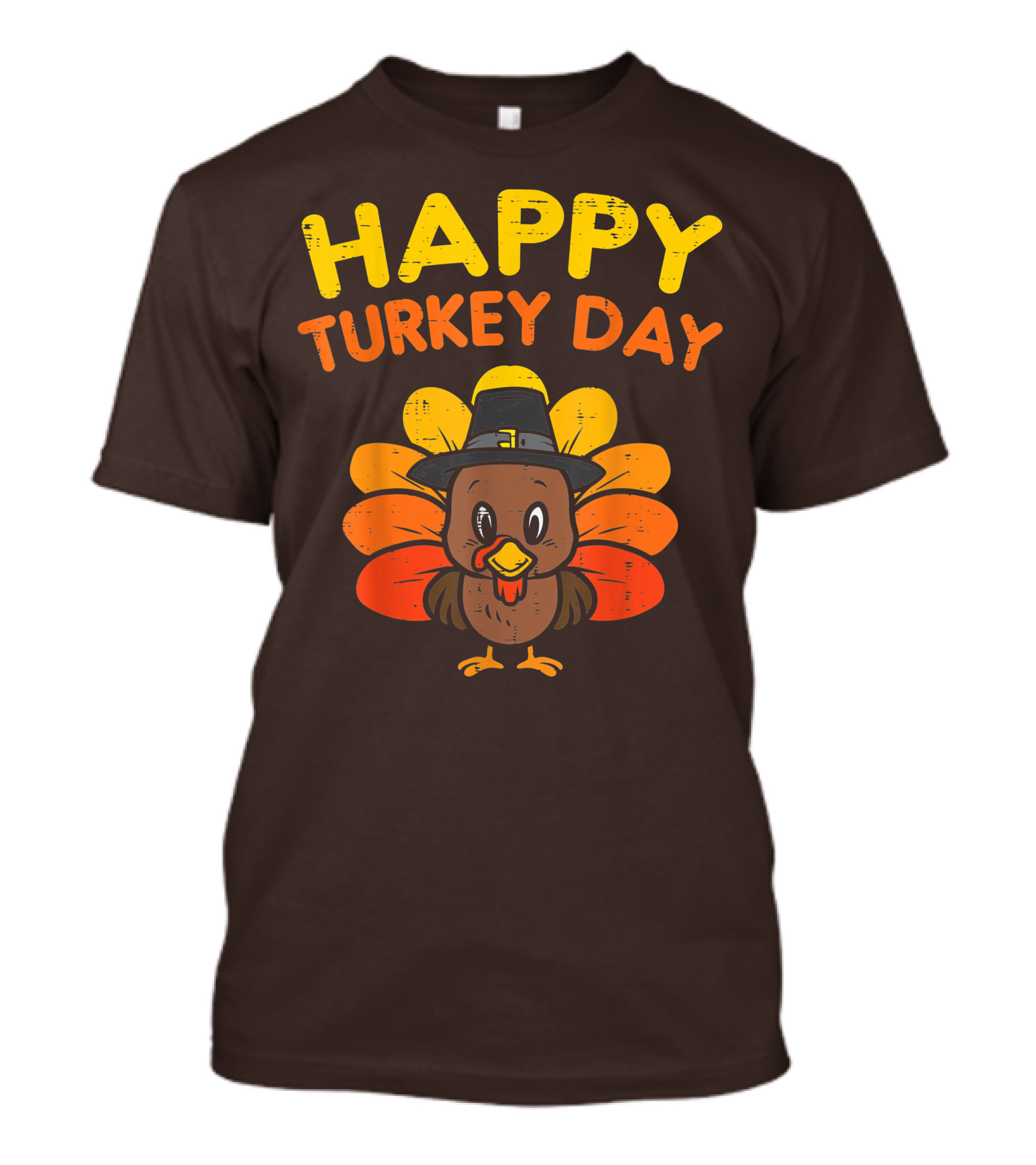 Happy Turkey Day Cute Thanksgiving Pilgrim Turkey T-Shirt