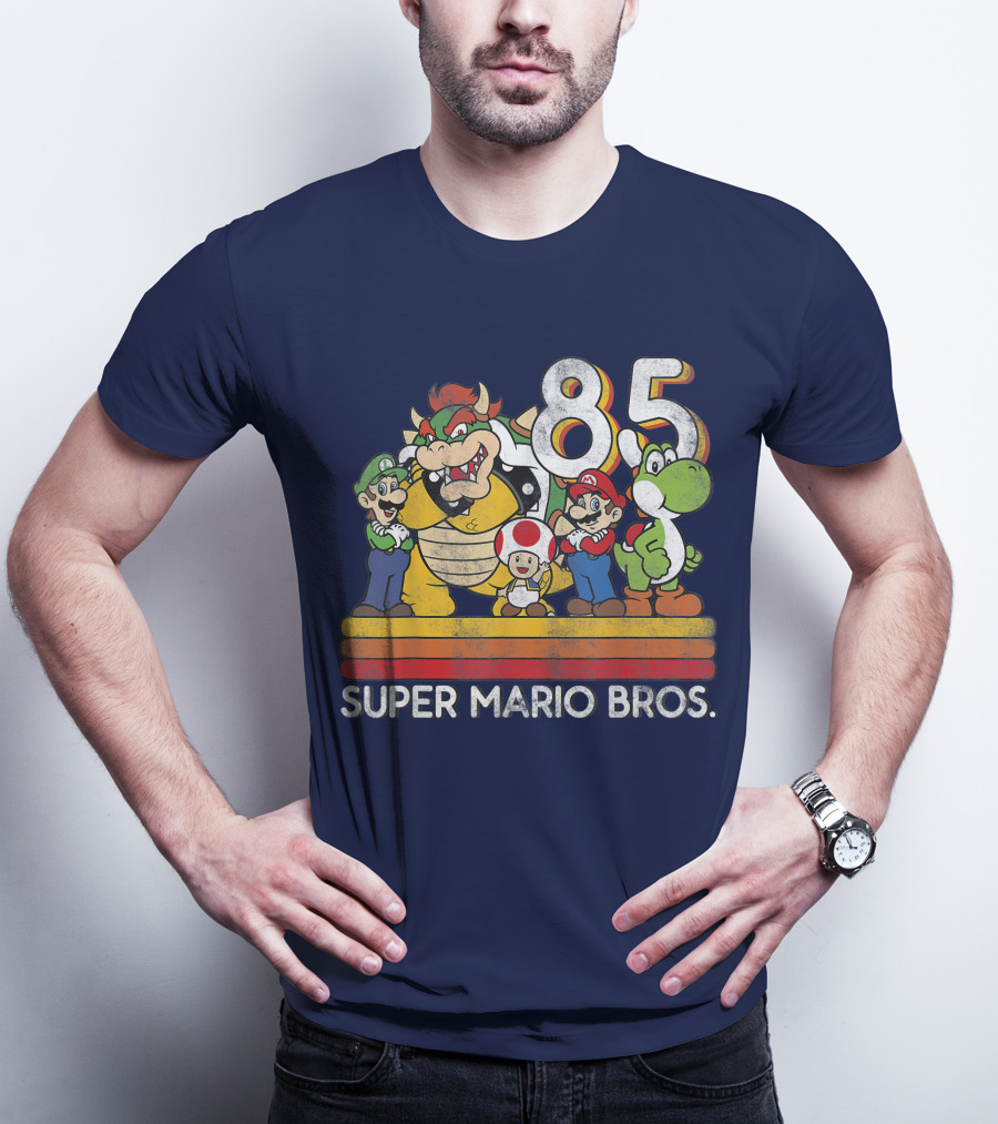 Super Mario Bros. 85 Retro Character Line Up T-Shirt