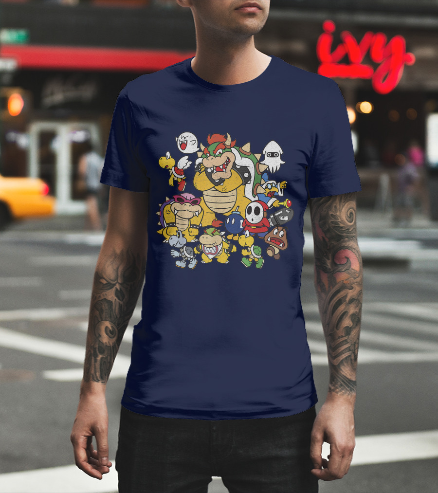 Super Mario Bowser And Classic Enemy Characters Group T-Shirt