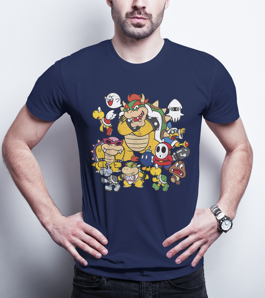 Super Mario Bowser And Classic Enemy Characters Group T-Shirt