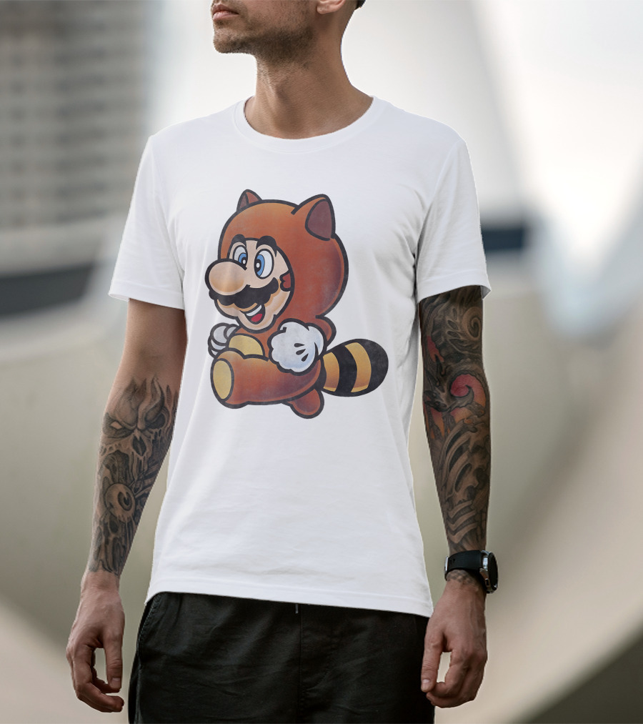 Super Mario Bros Tanooki Mario Power-Up Suit Character T-Shirt