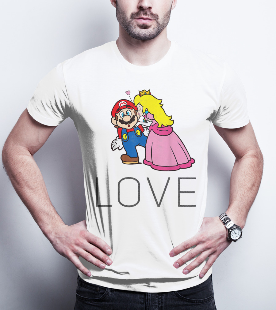 Super Mario Princess Peach Kiss Love Iconic Funny Moment T-Shirt
