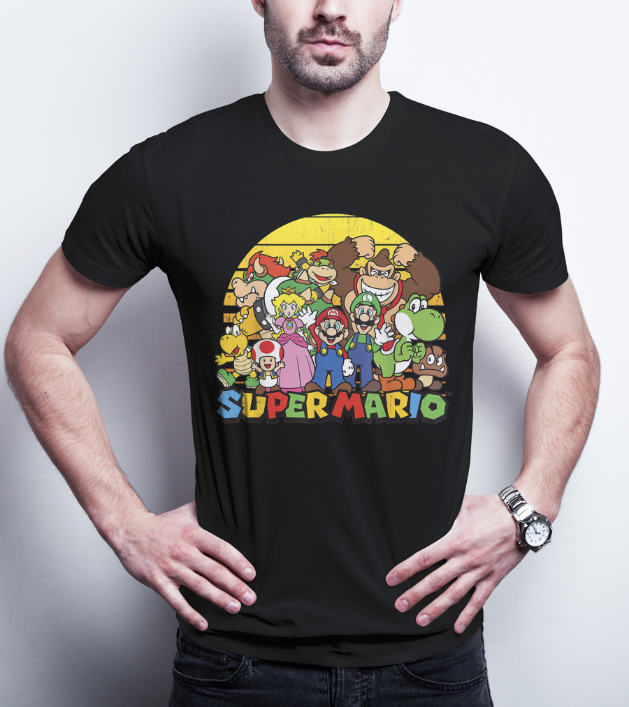 Super Mario Group Characters With Mario, Luigi, Princess Peach, Yoshi, Bowser, And Donkey Kong T-Shirt