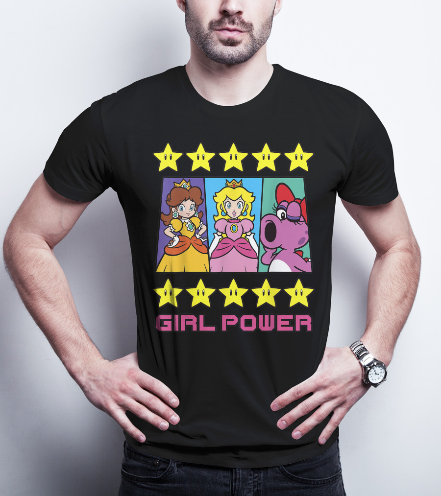 Super Mario Daisy Peach Birdo Girl Power Star Icons T-Shirt