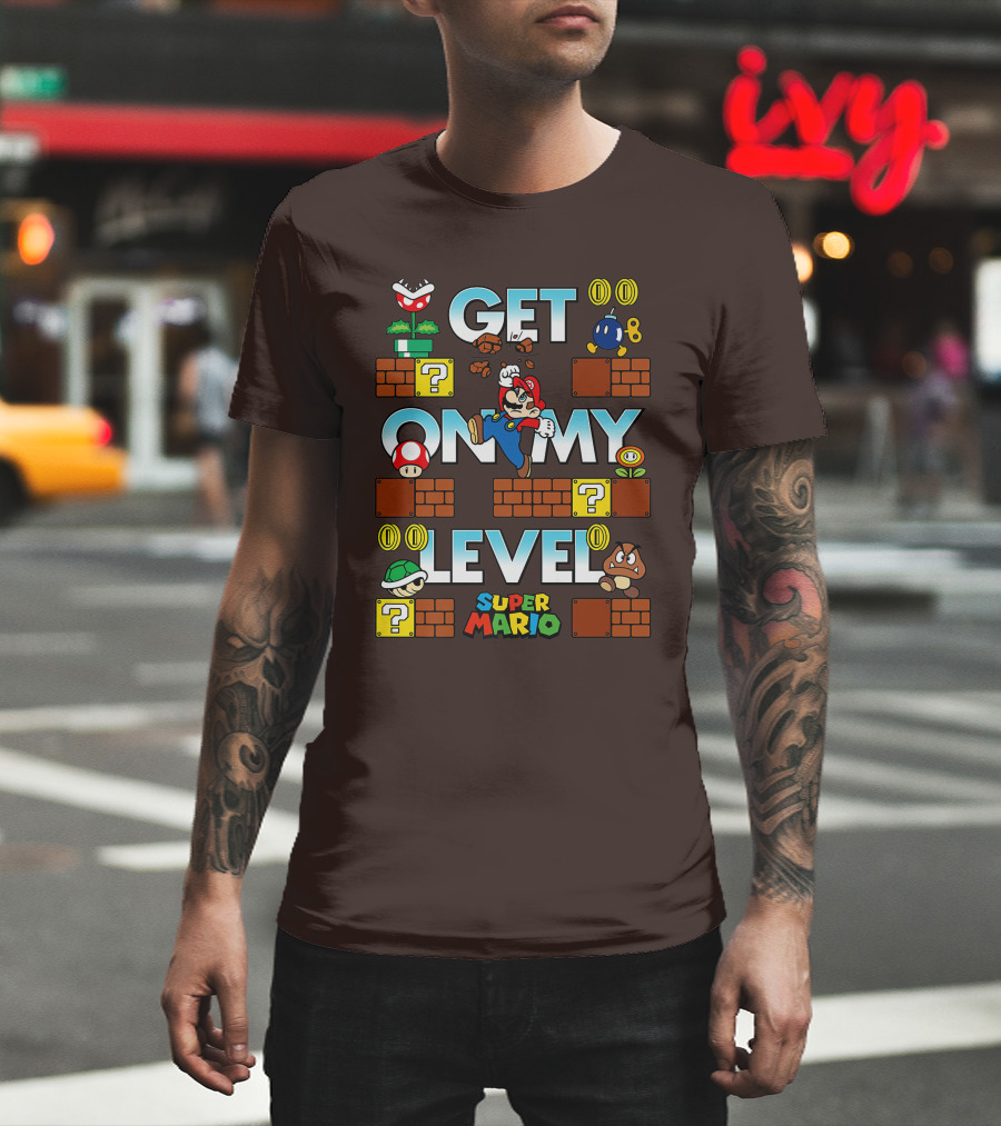 Super Mario Get On My Level With Iconic Game Characters T-Shirt