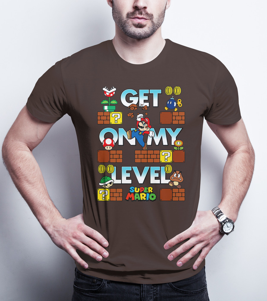 Super Mario Get On My Level With Iconic Game Characters T-Shirt