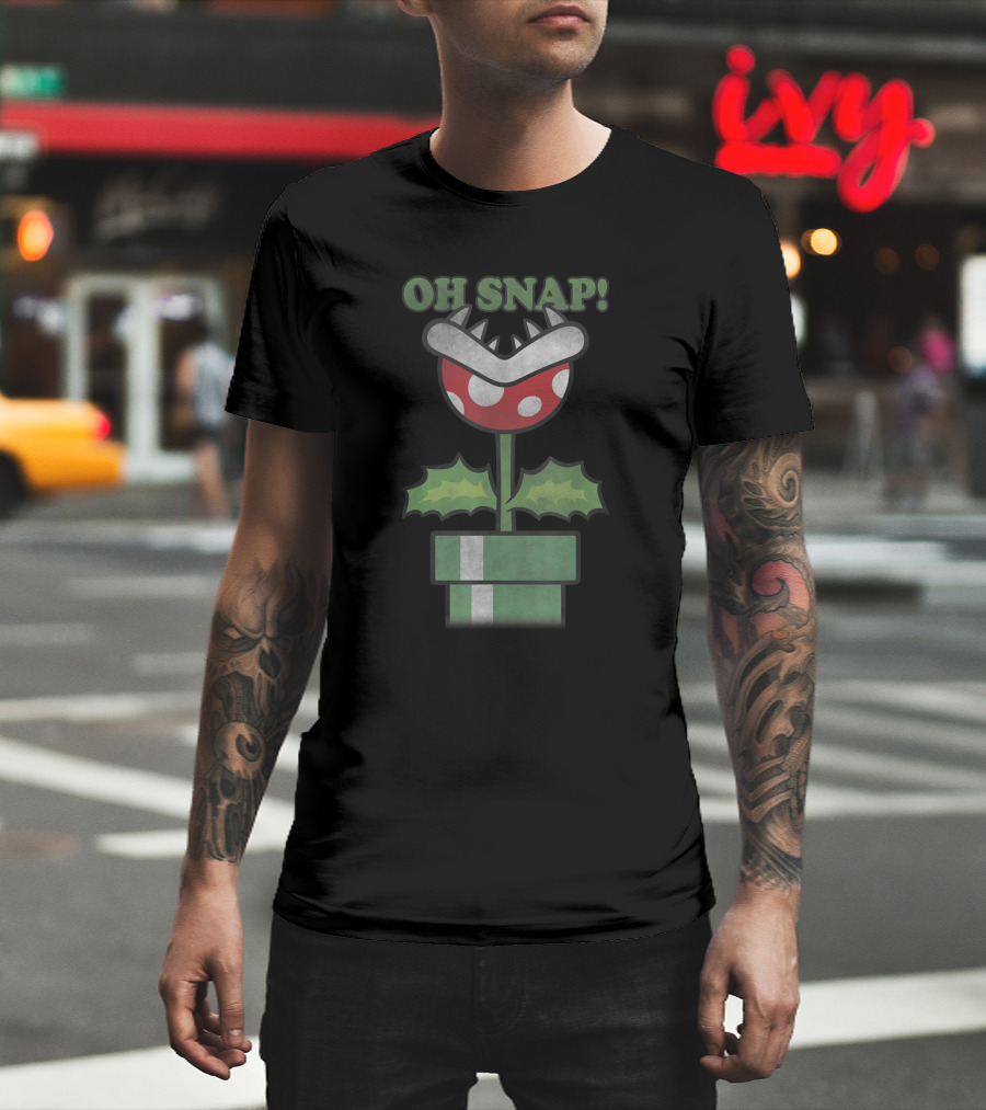 Oh Snap Piranha Plant Christmas Super Mario T-Shirt