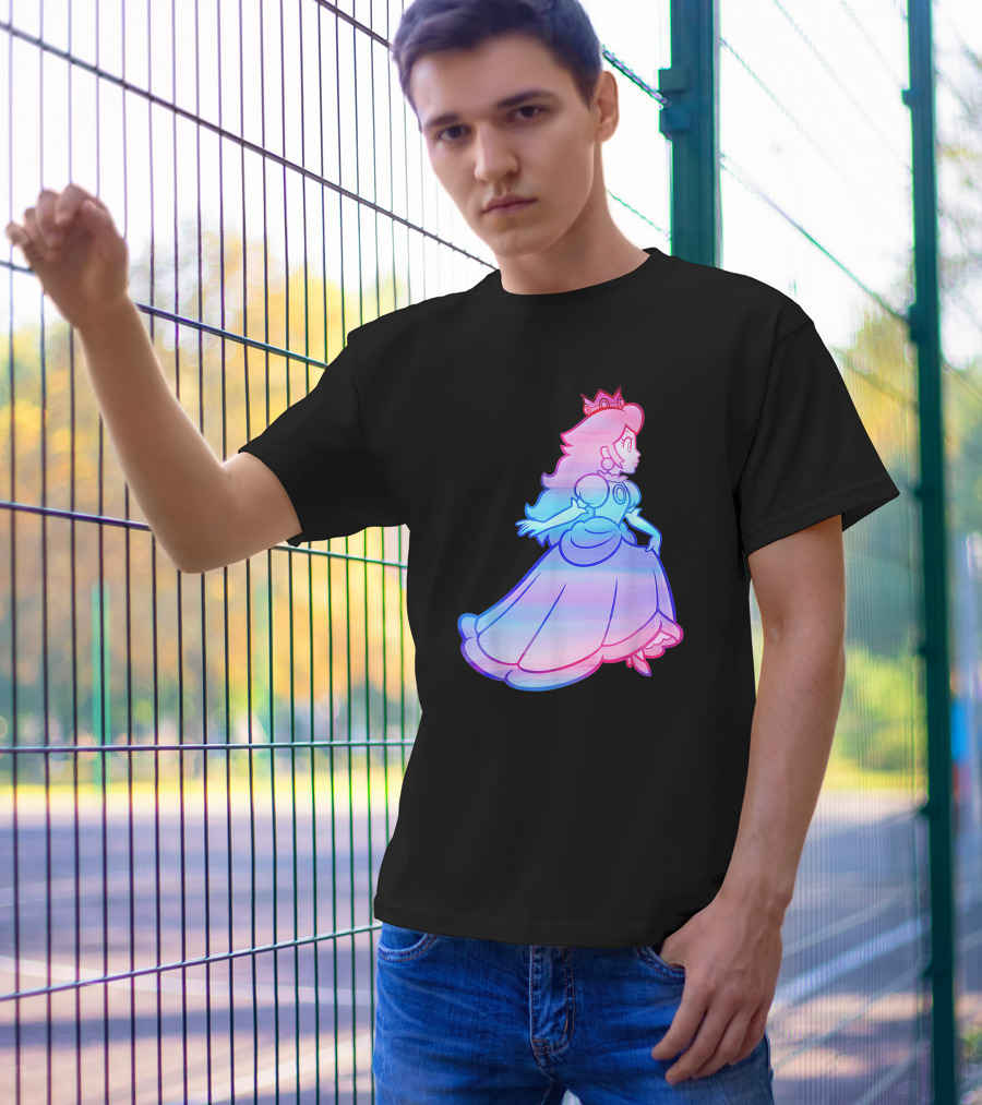 Super Mario Princess Peach Neon Gradient T-Shirt