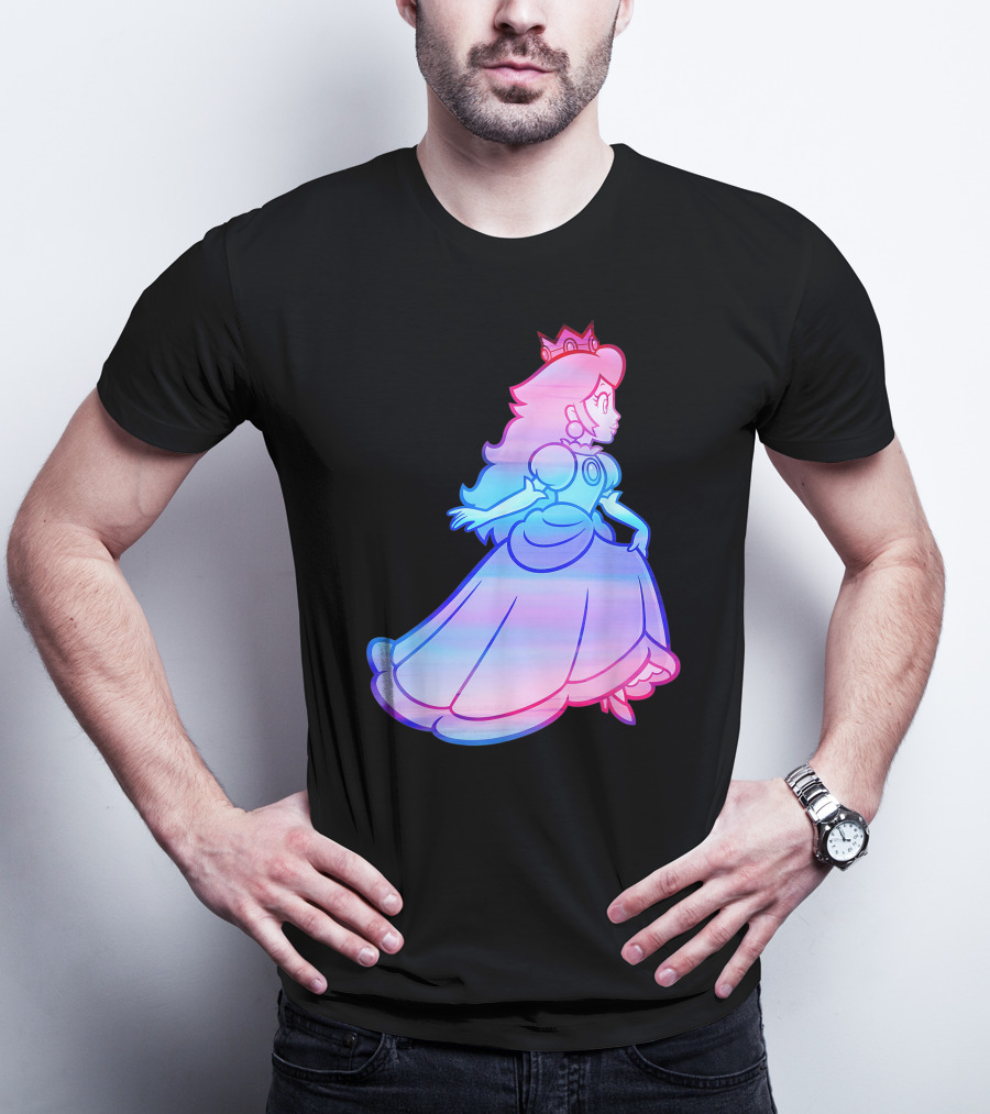 Super Mario Princess Peach Neon Gradient T-Shirt