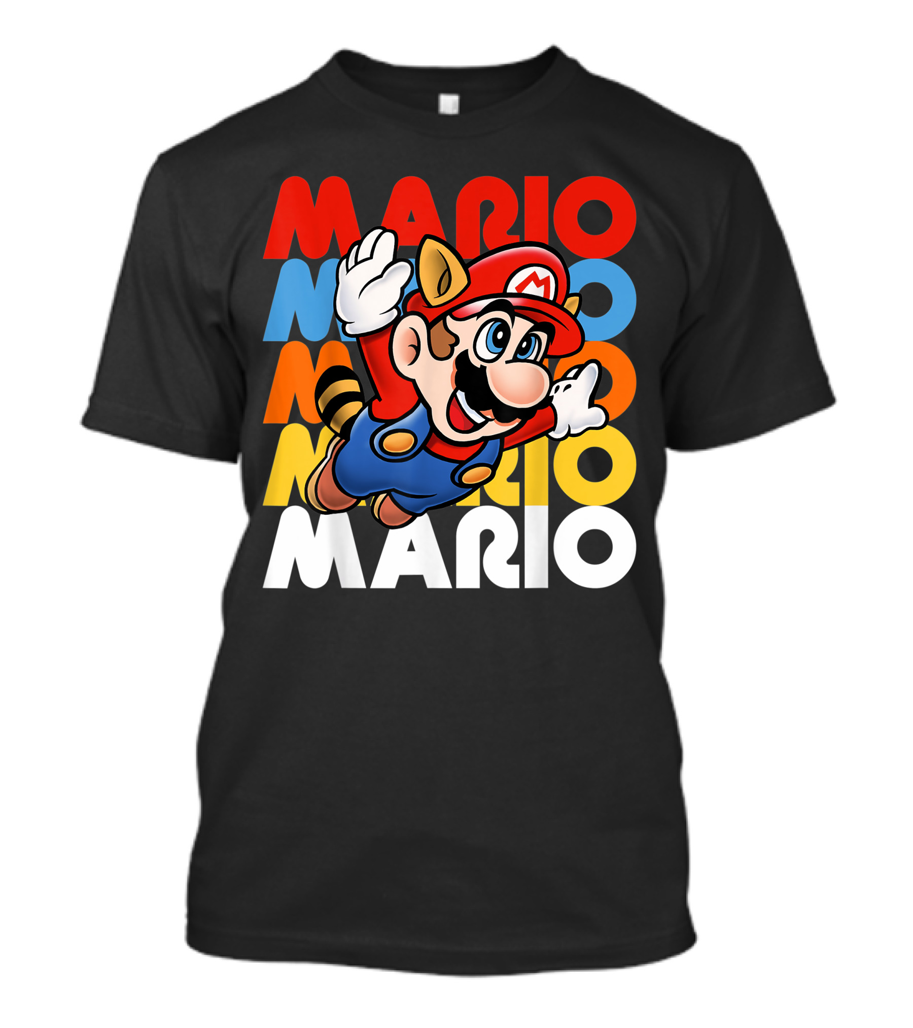 Funny Super Mario Retro Raccoon Flying Mario Repeat T-Shirt
