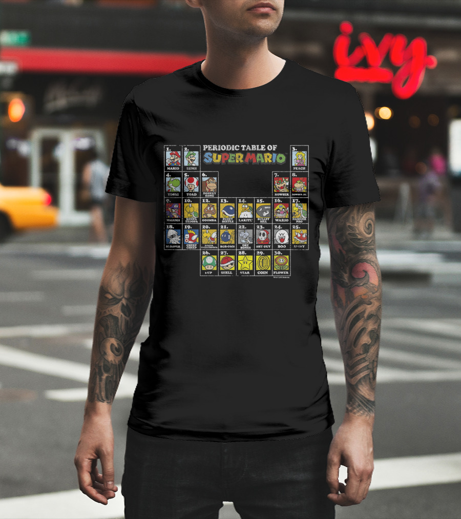 Periodic Table Of Super Mario Characters And Items T-Shirt