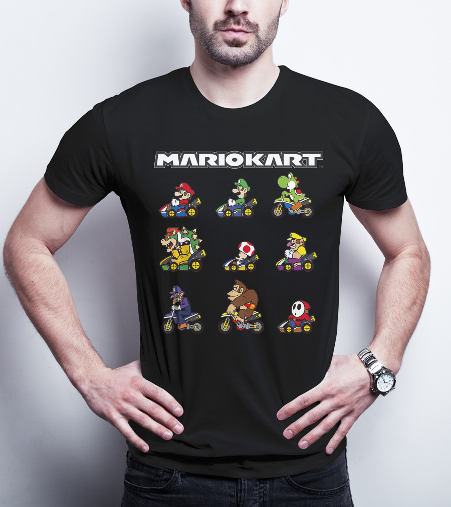 Mario Kart Characters On Bikes Grid T-Shirt