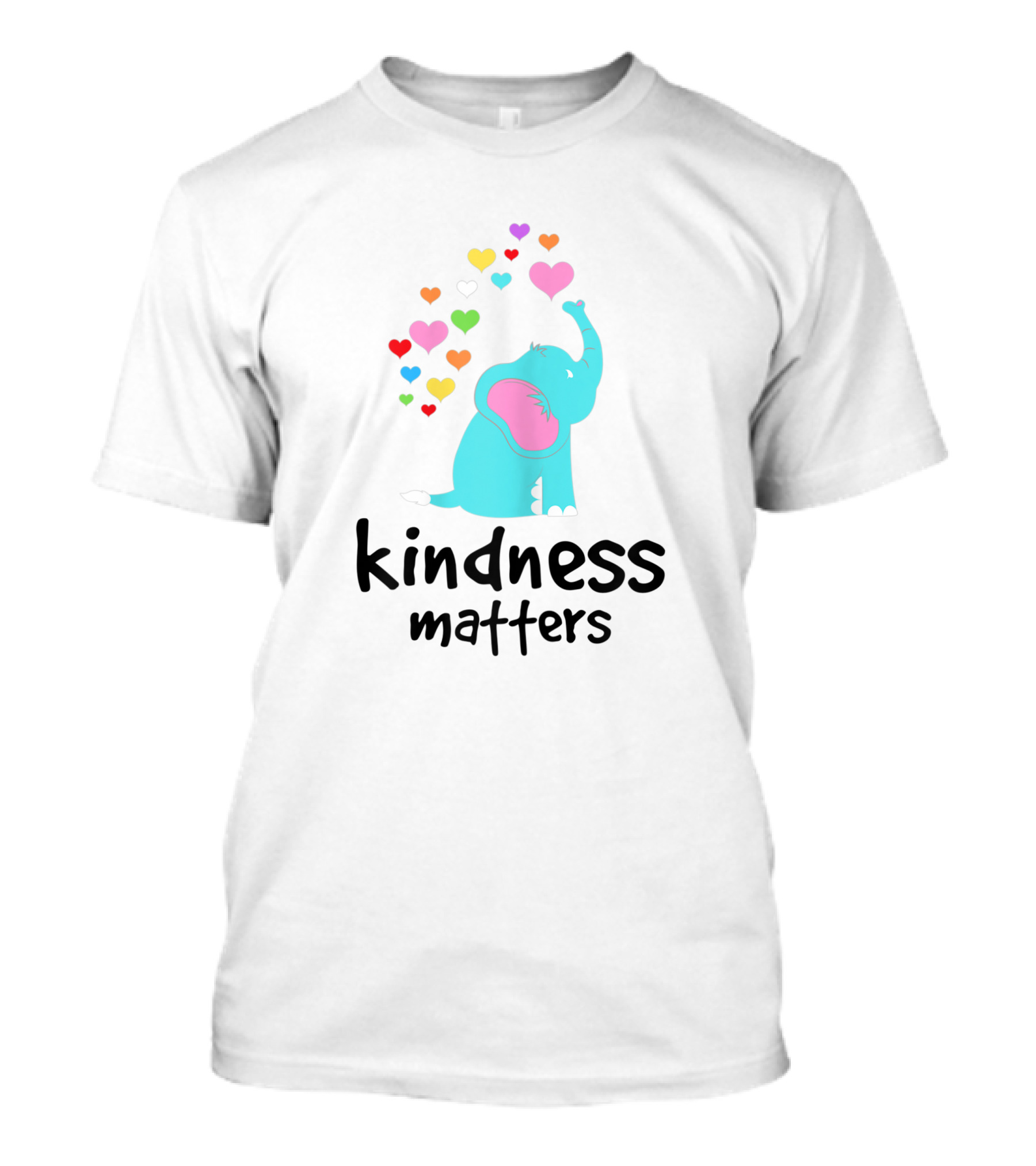 Kindness Matters Rainbow Hearts Elephant Teacher T-Shirt
