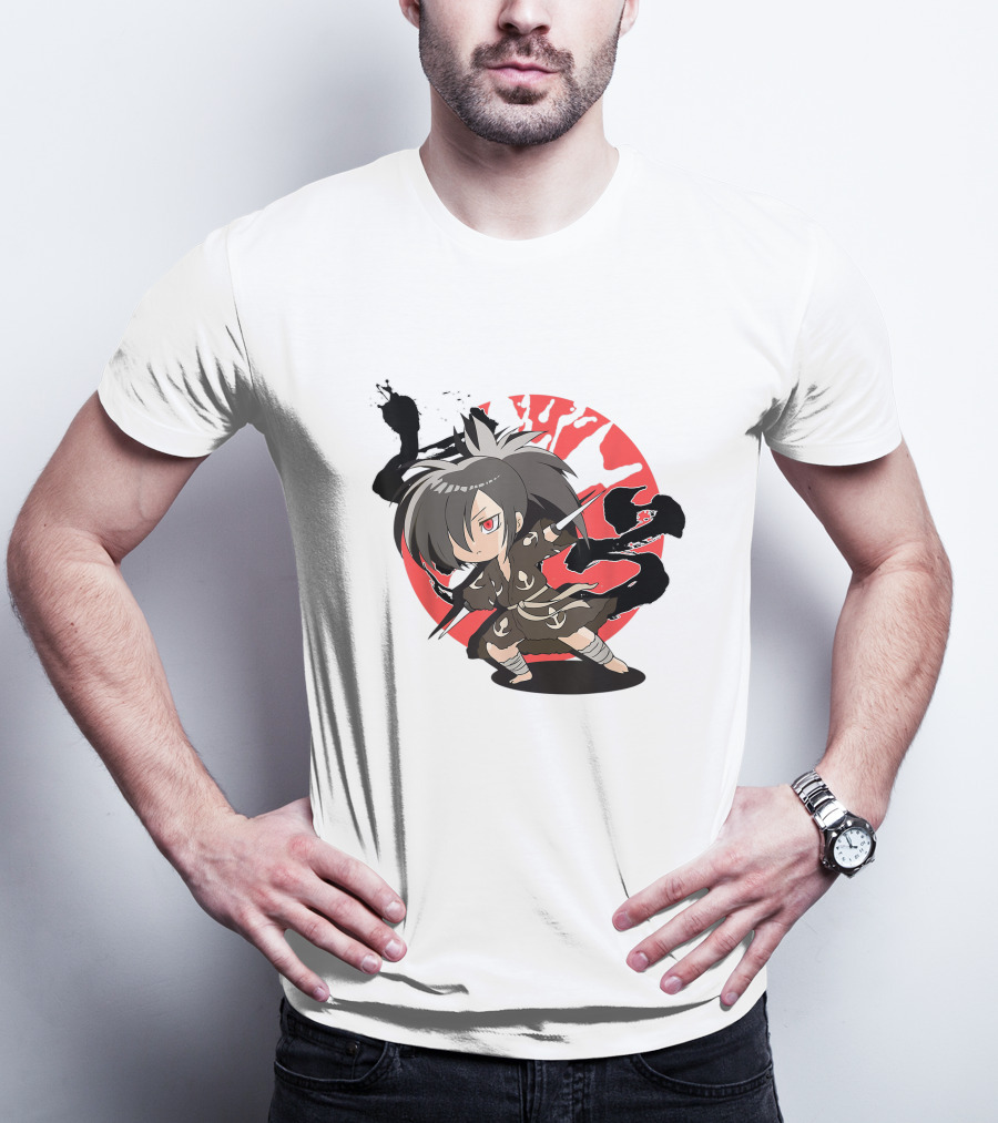 Dororo Hyakkimaru Chibi Samurai Red Sunburst Anime T-Shirt