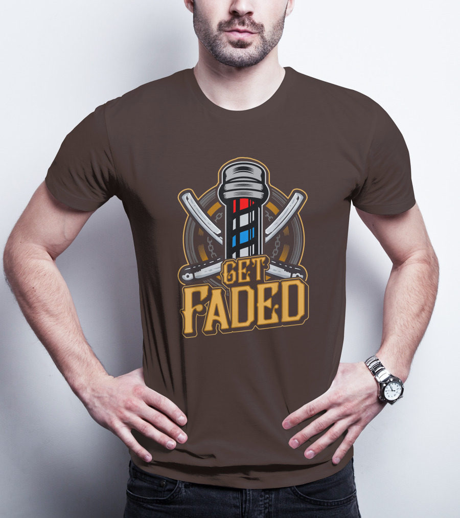 Get Faded Barber Pole Straight Razor T-Shirt