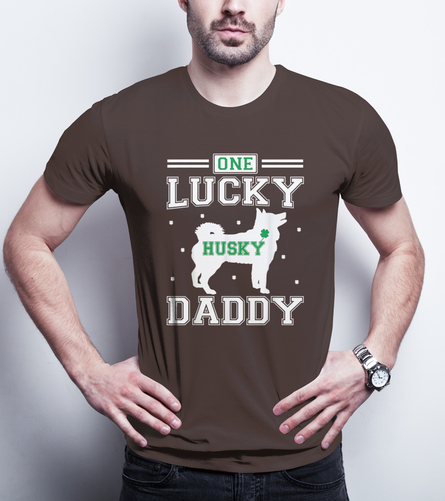 One Lucky Husky Daddy St Patricks Day T-Shirt