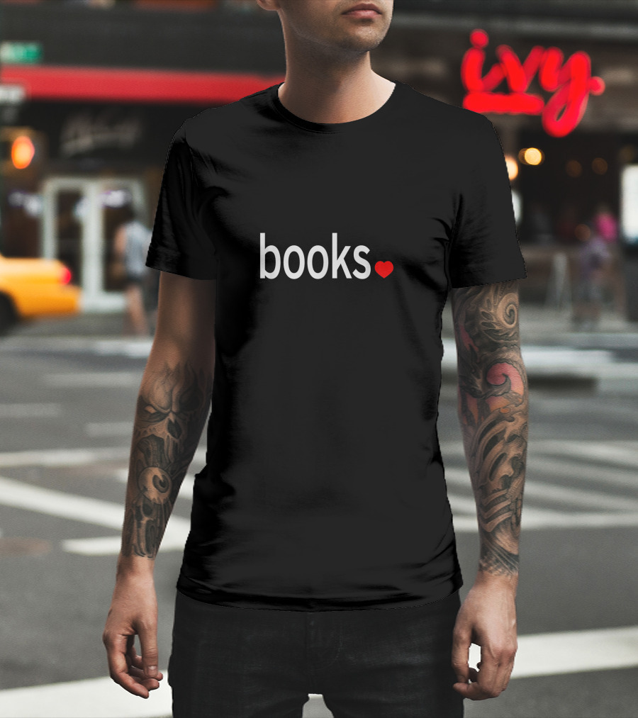 Books Love Minimalist Simple Heart T-Shirt
