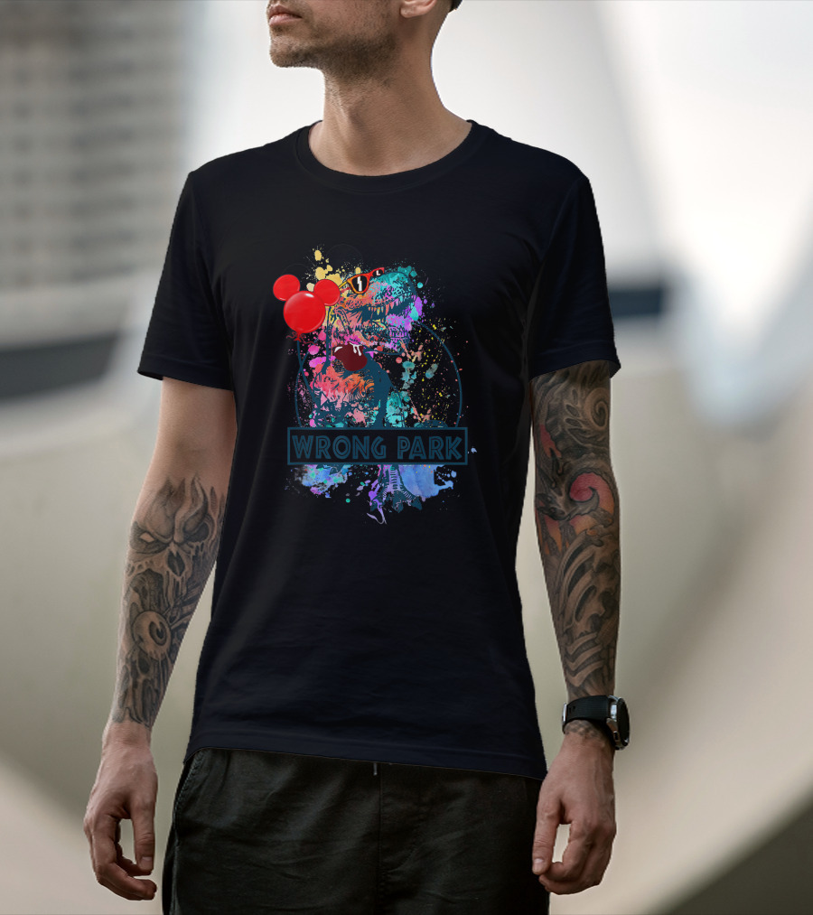 Wrong Park Dinosaur Rex With Balloon And Mouse Ears T-Shirt