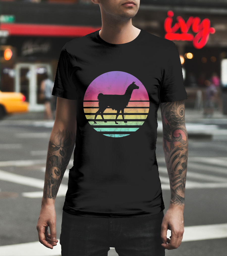 Classic Llama Retro Sunset T-Shirt