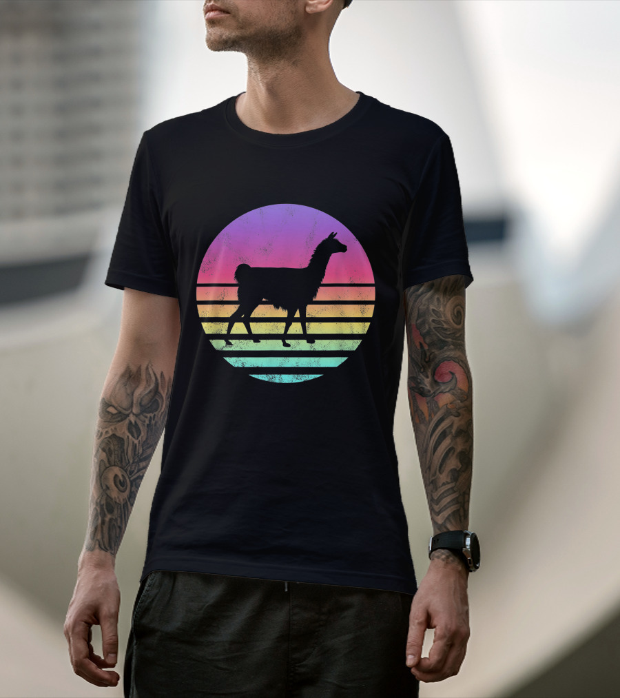 Classic Llama Retro Sunset T-Shirt