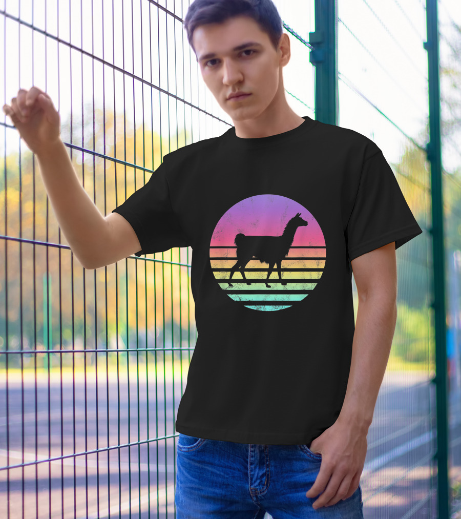 Classic Llama Retro Sunset T-Shirt