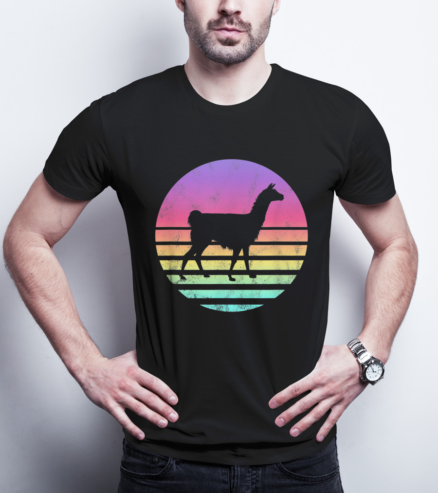 Classic Llama Retro Sunset T-Shirt