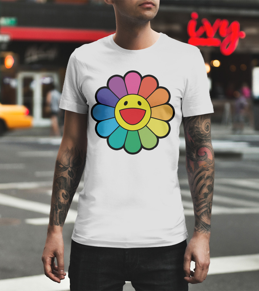 Takashi Murakami Smiling Flower Rainbow Colors T-Shirt