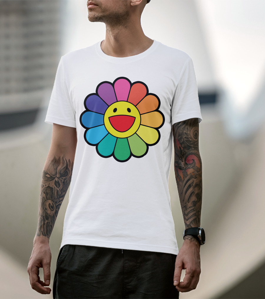 Takashi Murakami Smiling Flower Rainbow Colors T-Shirt