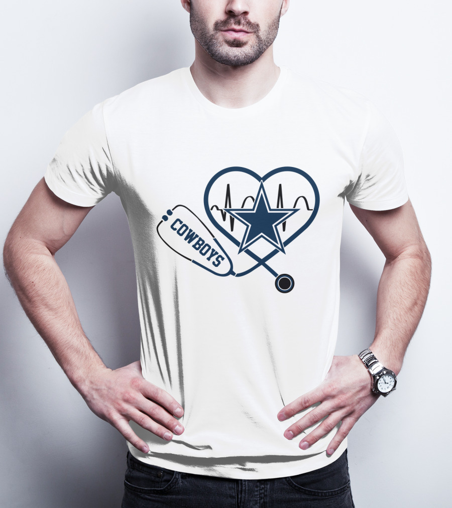 Cowboys Heartbeat Stethoscope Star T-Shirt