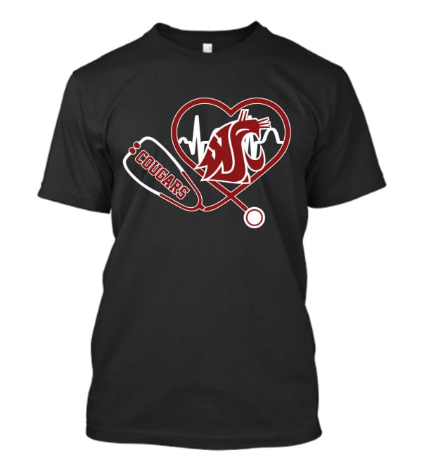 Cougars Washington State Heartbeat Stethoscope T-Shirt