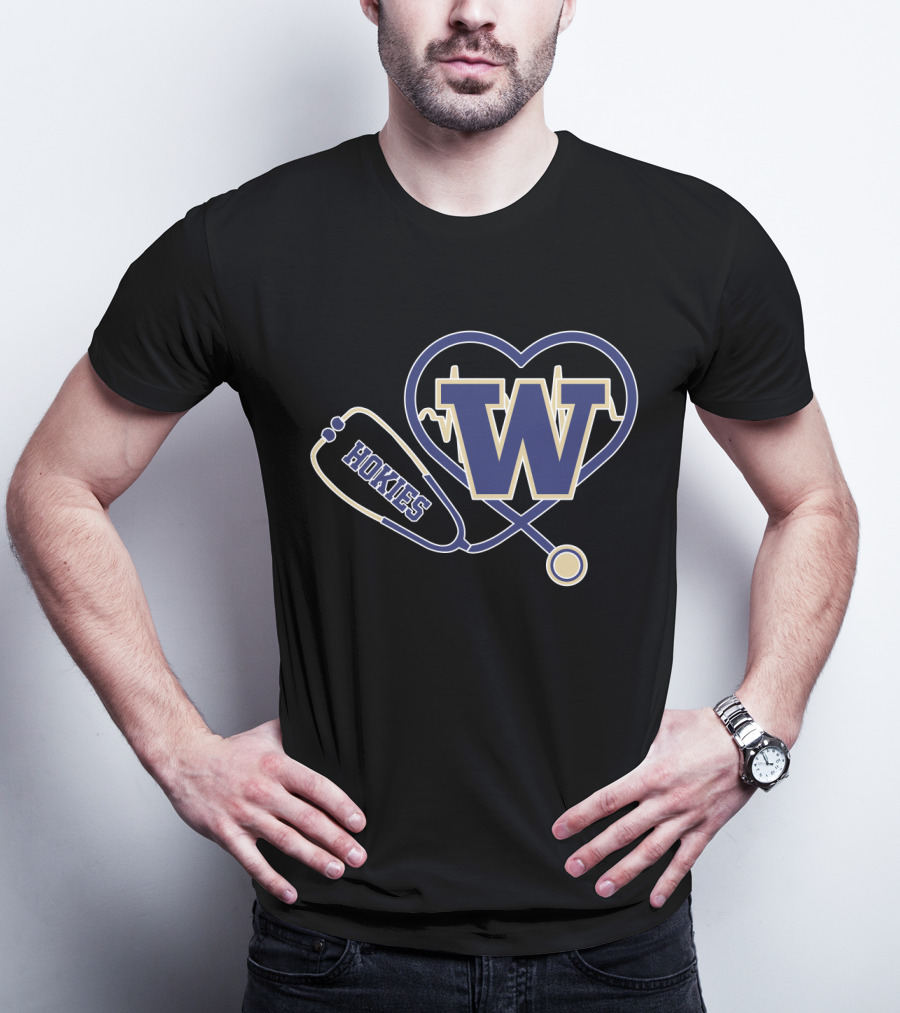 W Huskies Heartbeat Stethoscope T-Shirt