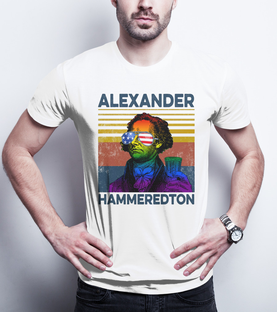 Alexander Hammeredton American Flag Sunglasses Beer Drink T-Shirt