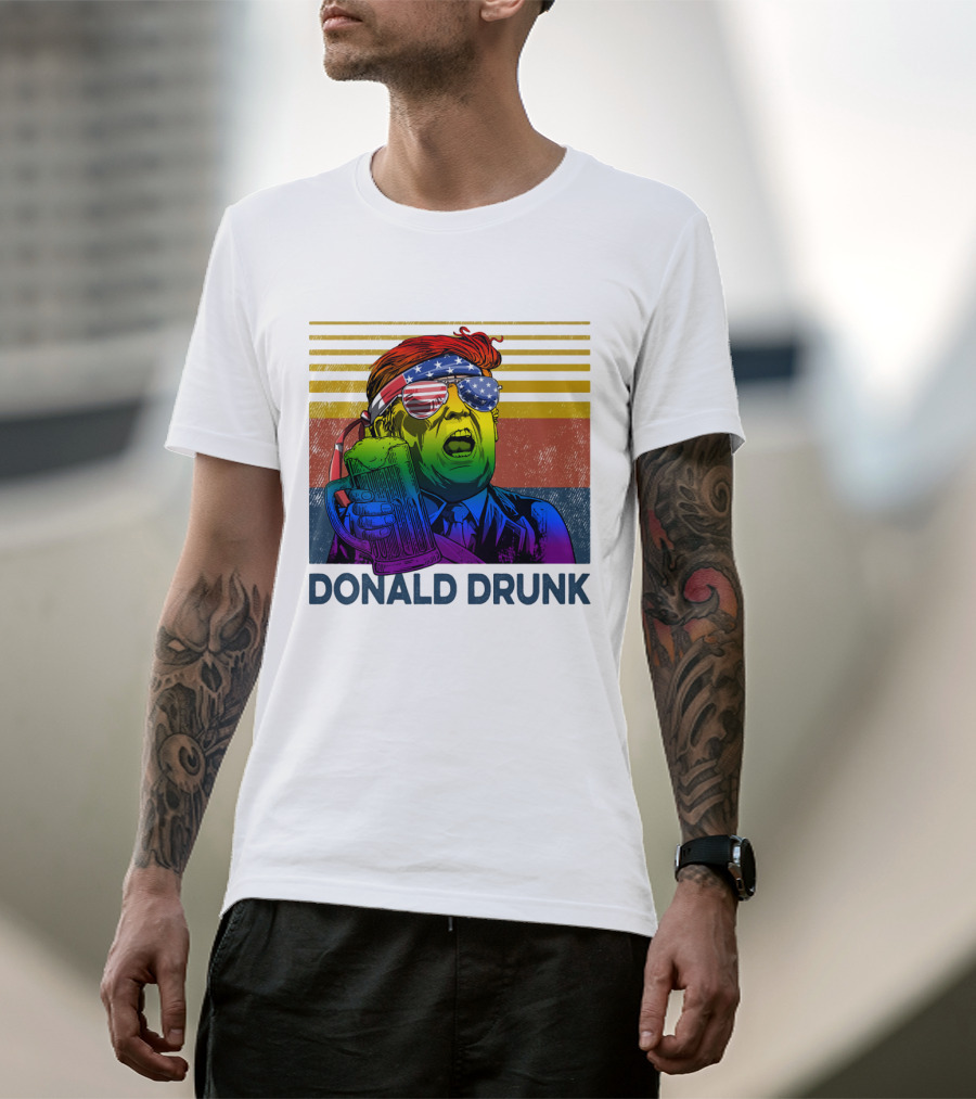 Donald Drunk Vintage Style Patriotic Beer Lover T-Shirt