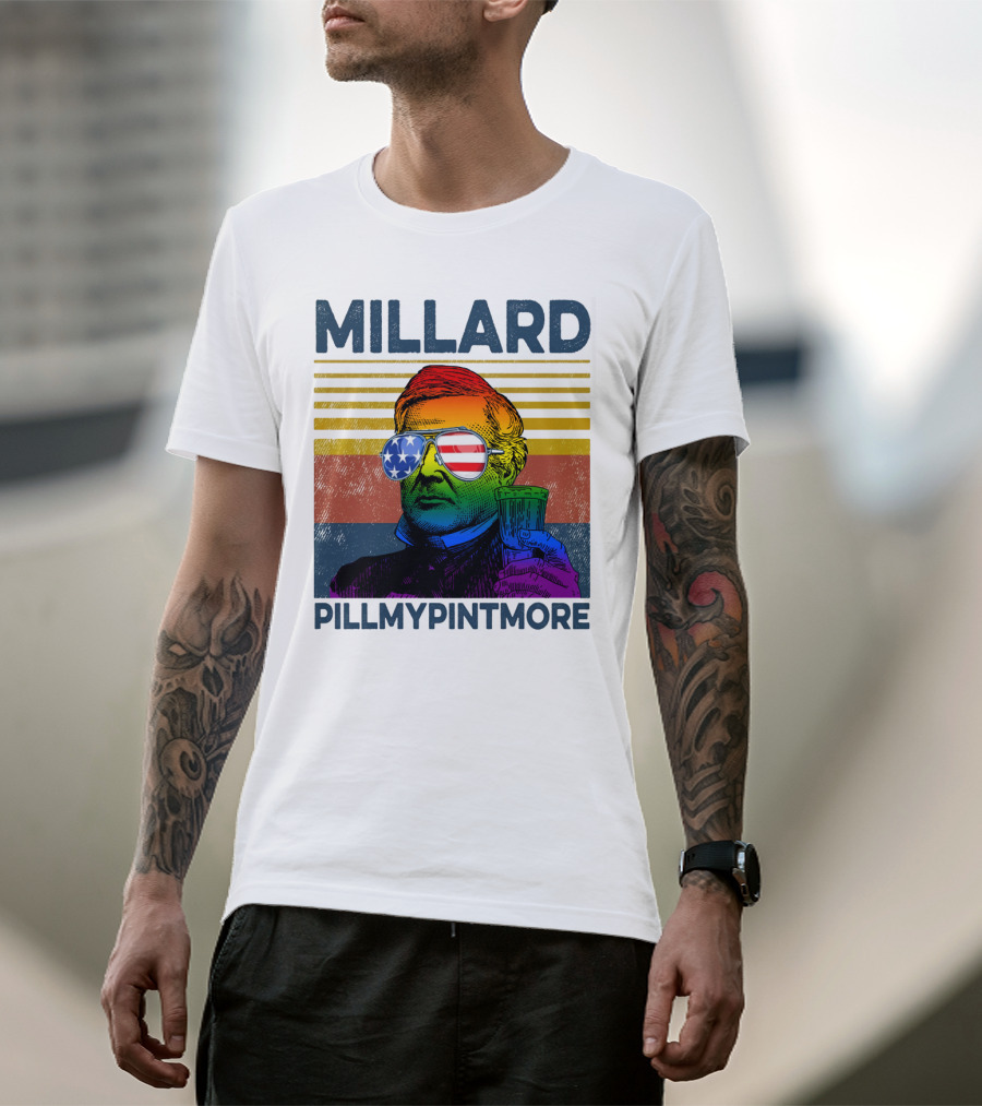 Millard Pillmypintmore Rainbow Flag American Sunglasses Beer T-Shirt
